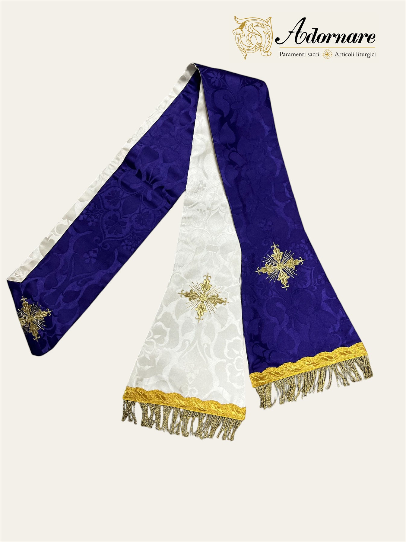 Roman Sacramental Stole, reversible, with machine embroidered crosses ...